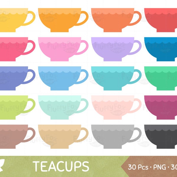 Rainbow Tea Cup Clipart - Etsy