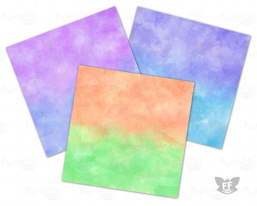 Ombre Watercolor Digital Paper Bright & Soft Color | Etsy