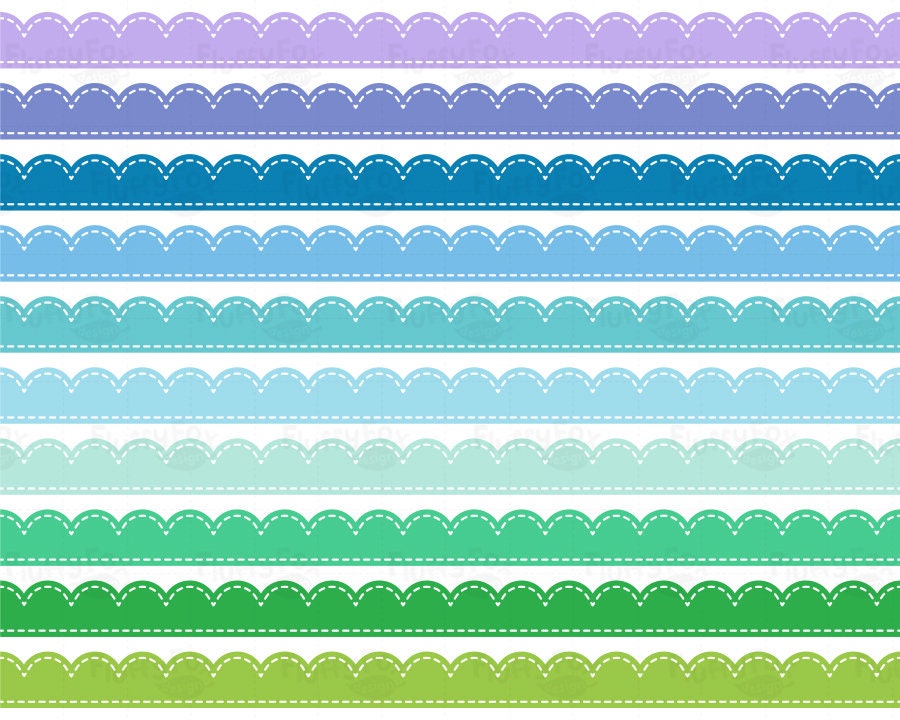 Stitched Scalloped Border Clipart Scallop Borders Stitches - Etsy