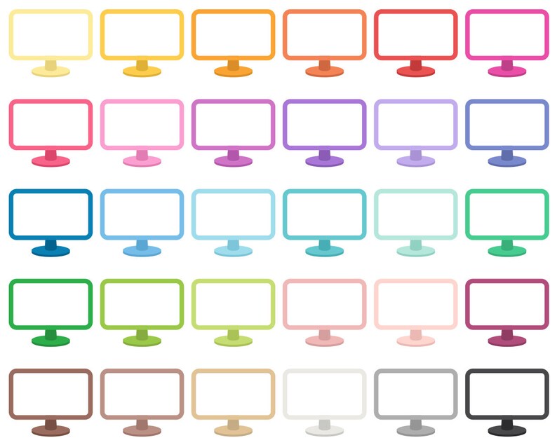 Computer Monitor Clipart Lcd Screen Clip Art PC Gaming TV - Etsy