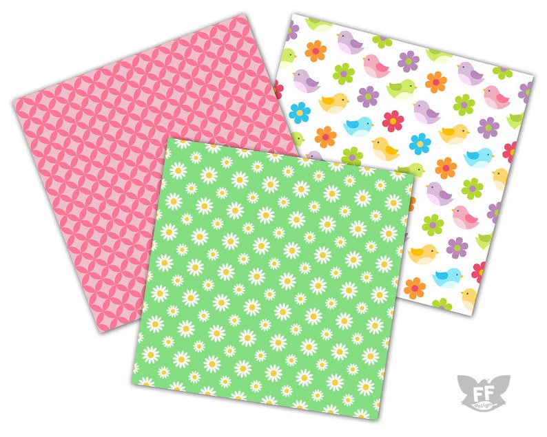 Springtime Digital Paper, Spring Time Papers, Seamless Pattern ...