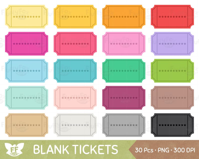 Blank Ticket Clipart Coupon Discount Reward Sale Voucher - Etsy