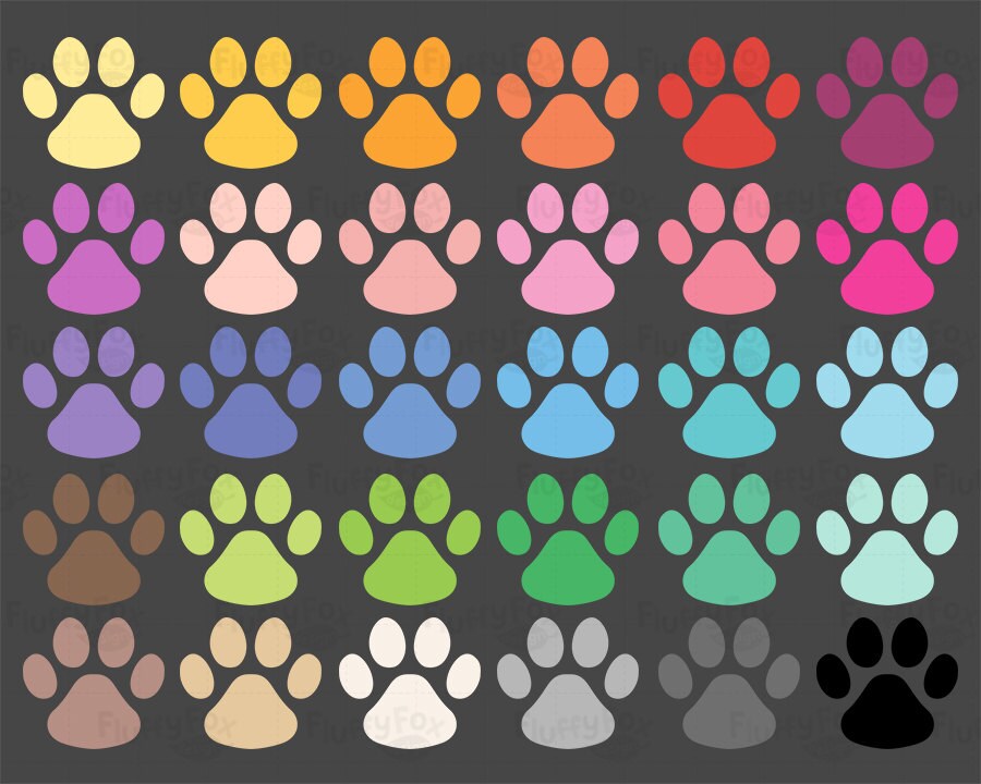 Dog Paw Prints Clipart, Pet Puppy Paws Print Clip Art Animal Icon Feet ...