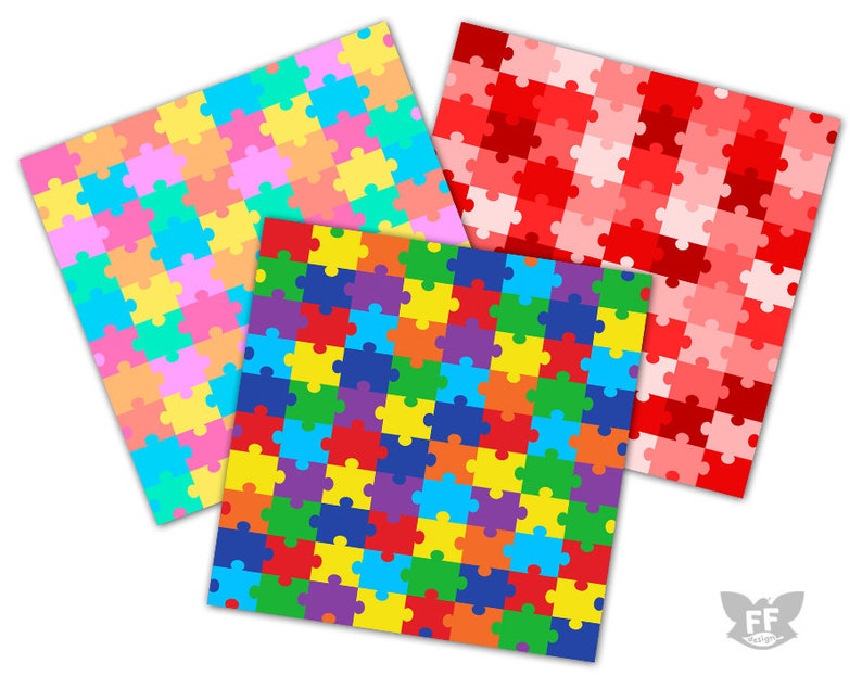 Jigsaw Puzzles Digital Paper Seamless Pattern Colorful | Etsy