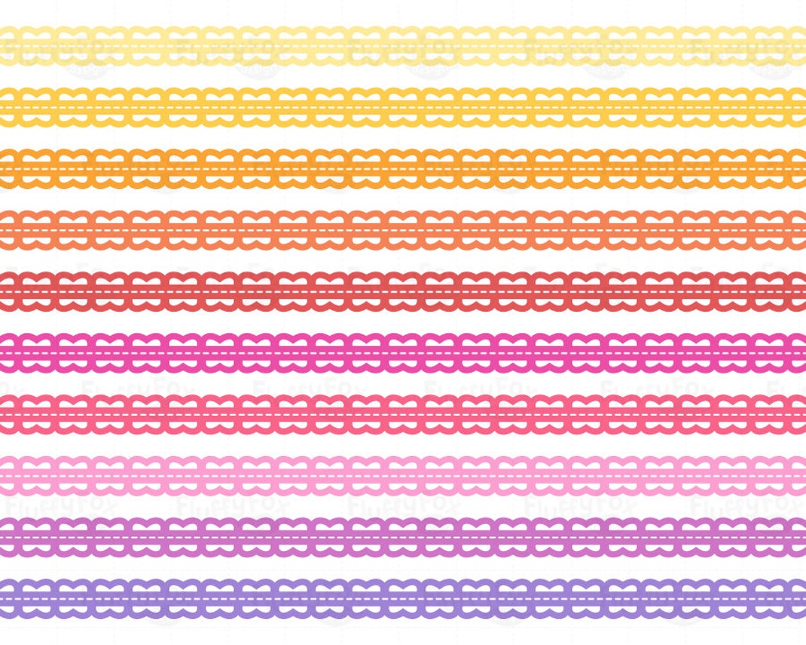 Stitched Scalloped Border Clipart Scallop Borders Stitches | Etsy