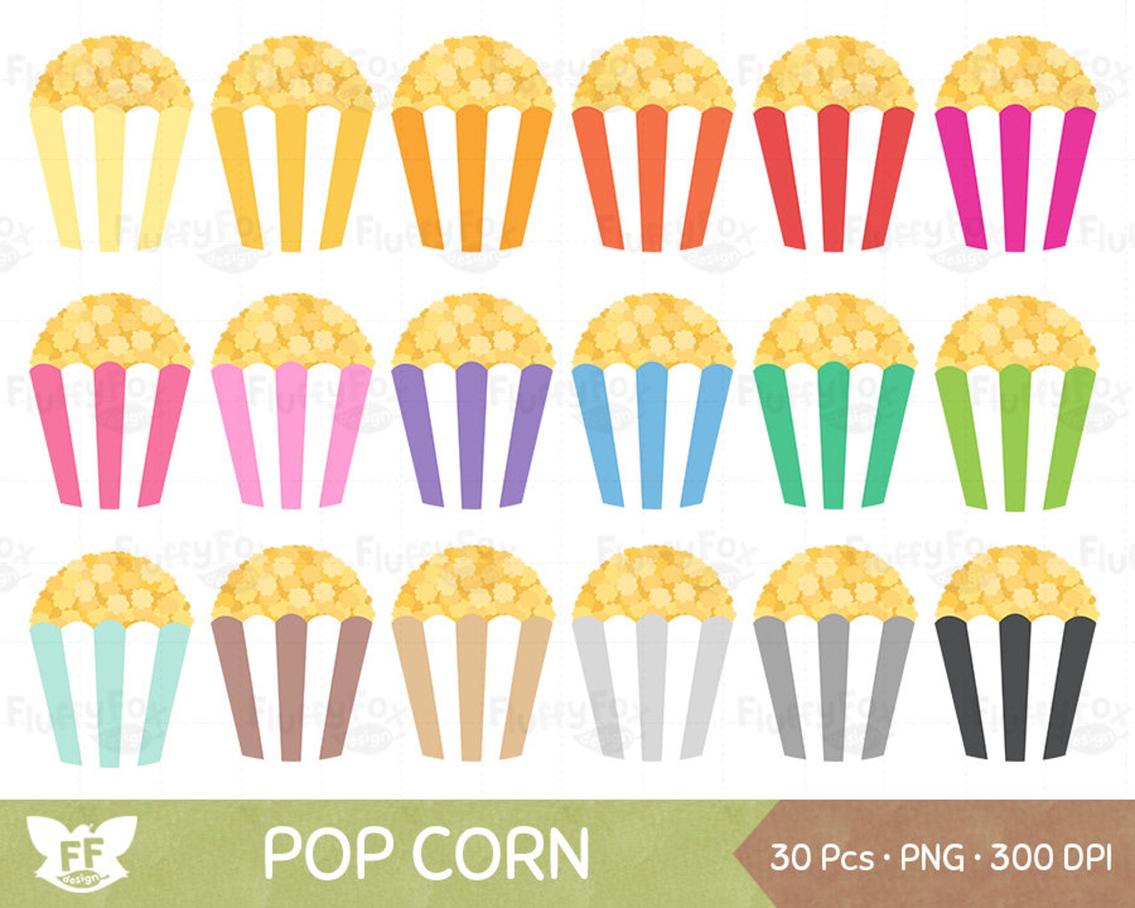Popcorn Clipart Pop Corn Clip Art Cinema Movie Theater Snack - Etsy