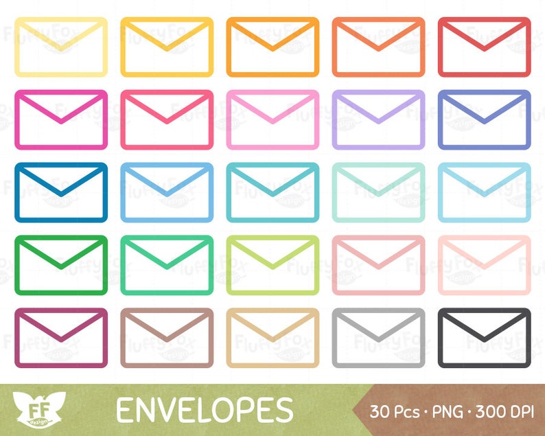 Envelope Outline Clipart Mail Letter Clip Art Cute Postmail - Etsy