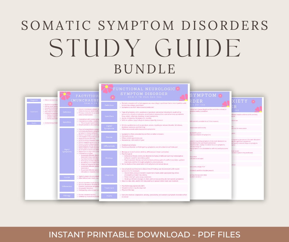 Somatic Symptom Disorders Bundle Study Guide for Psychiatric Mental ...