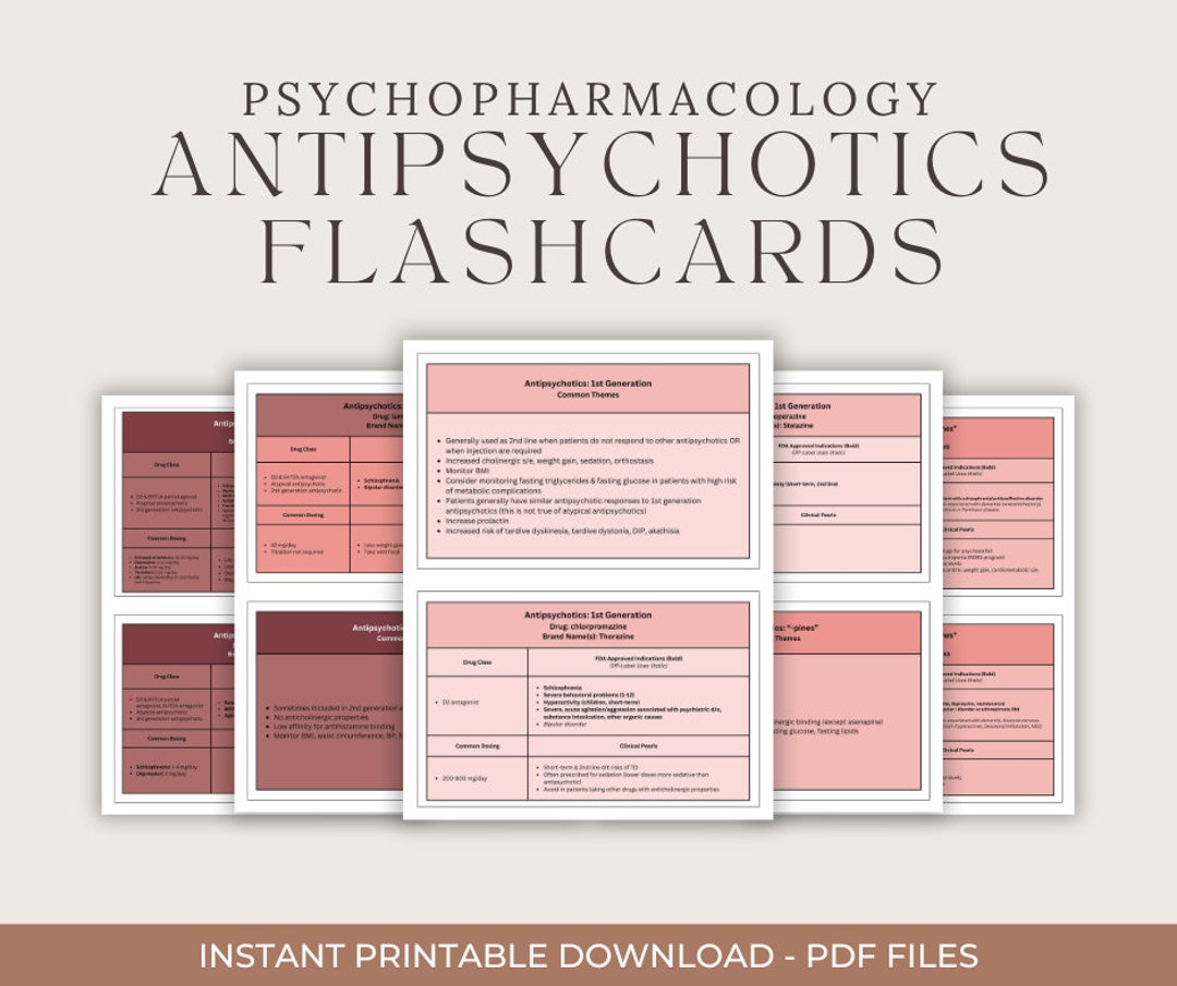 Psychopharmacology Antipsychotics Flashcards Reference Tool for Care ...
