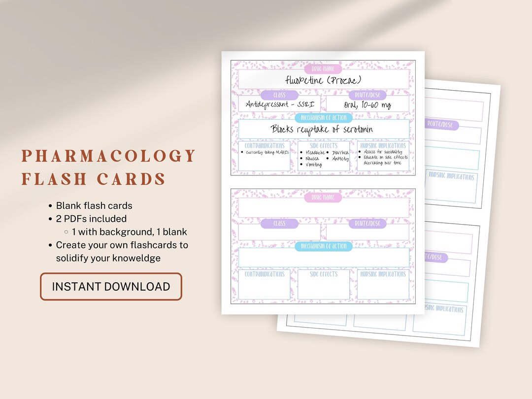 Pharmacology Flashcards: Nurse, Doctor, PA Student Study Aid (PDF ...