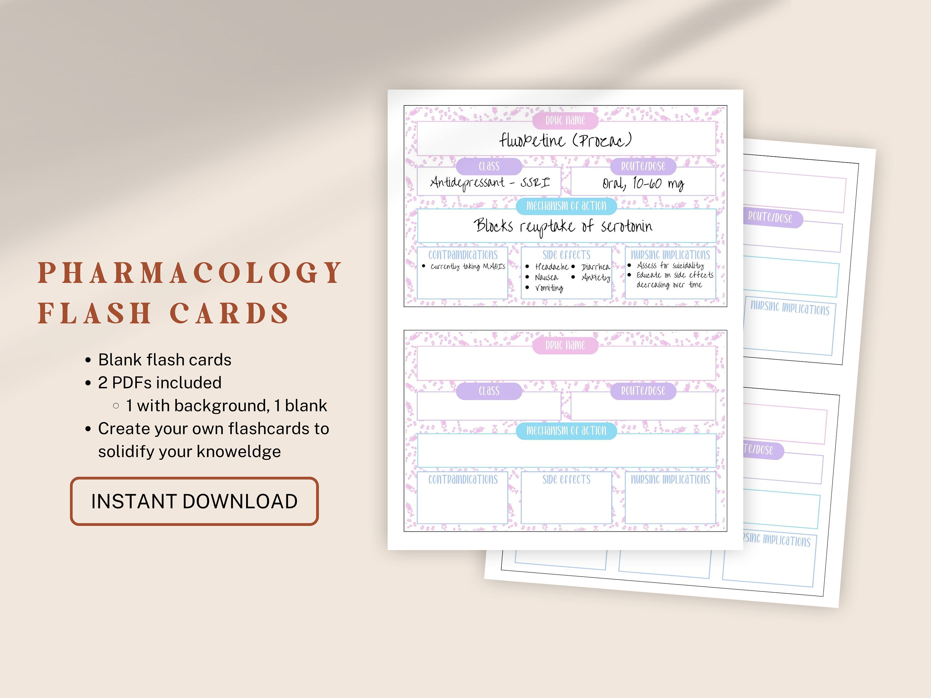 Pharmacology Flashcards, PDF Digital Download, Create Your Own Cards ...