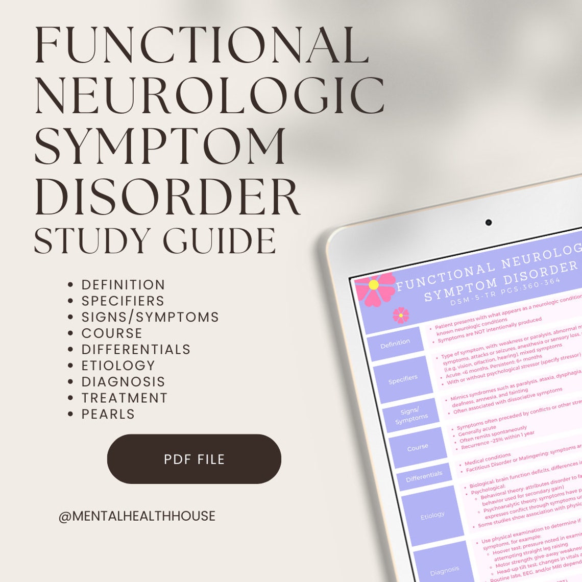 FND Study Guide: Functional Neurologic Disorder (PDF) - Etsy
