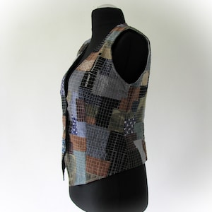 Recycled Denim Women's Vest M, Upcycled Patchwork Waistcoat for Women ...