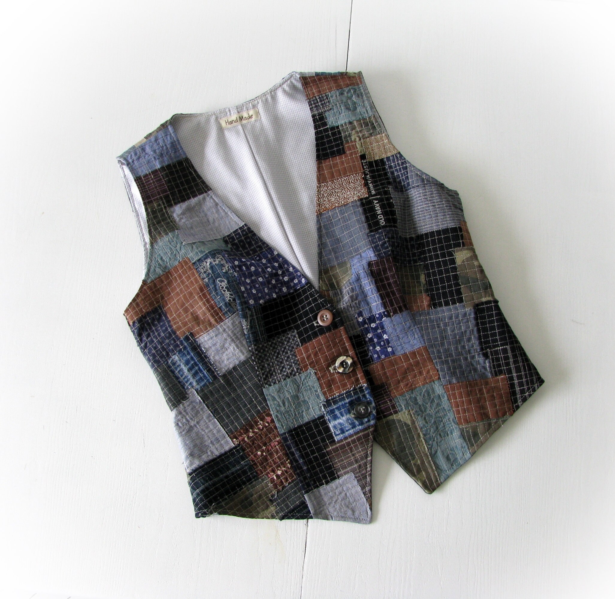 Recycled Denim Women's Vest M Upcycled Patchwork - Etsy