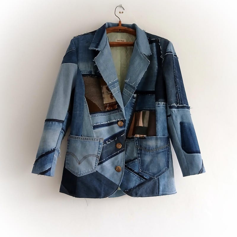 Patchwork Jean Blazer - Etsy UK