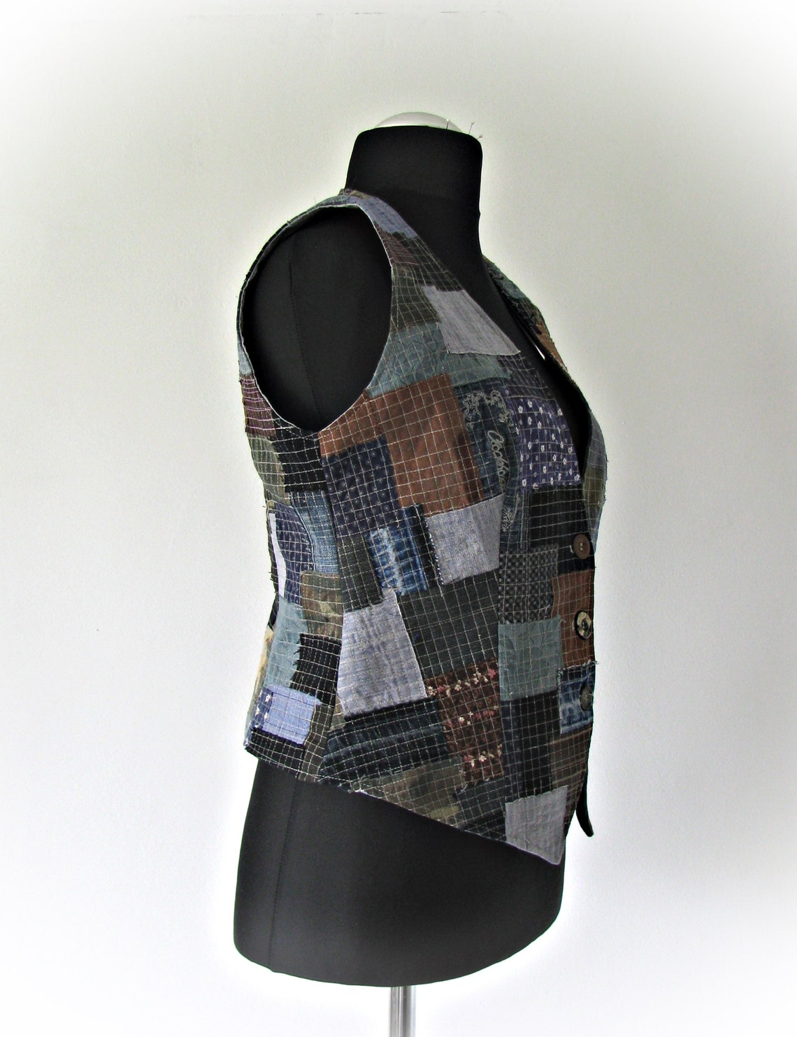 Recycled Denim Women's Vest M Upcycled Patchwork | Etsy