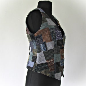 Recycled Denim Women's Vest M, Upcycled Patchwork Waistcoat for Women ...