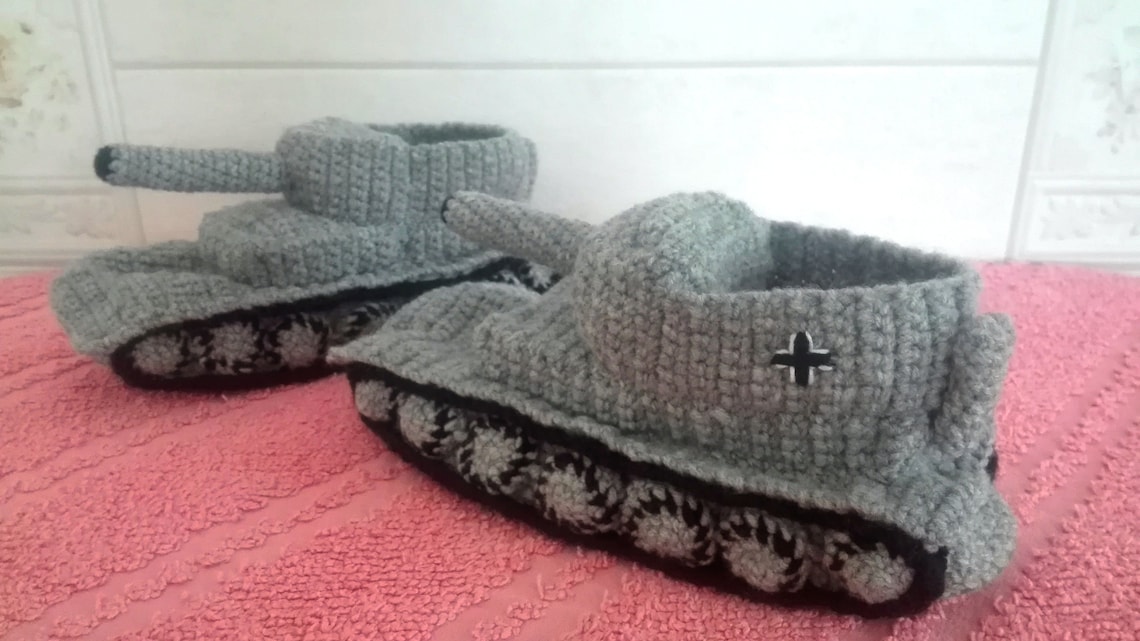 Tank Slippers Panzer Tank Slippers Knitted Army Slipper - Etsy