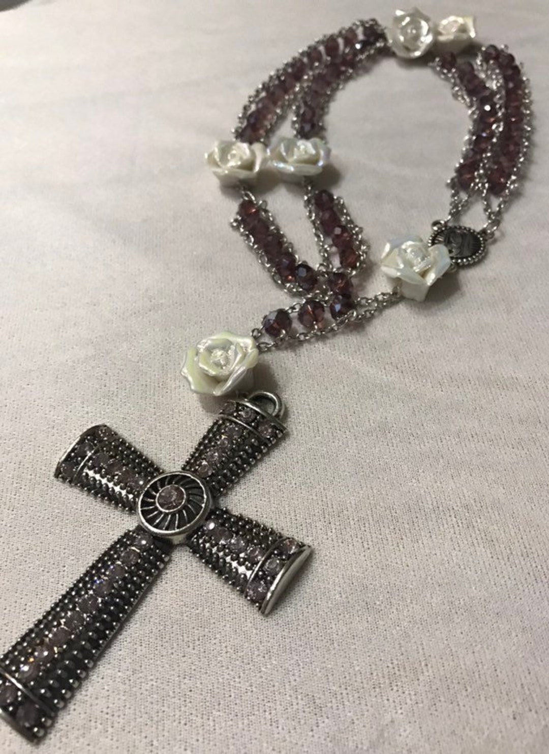 Purple and Rose Rosary, Claddagh Cross, Ladder Rosary, Beautiful Rosary ...