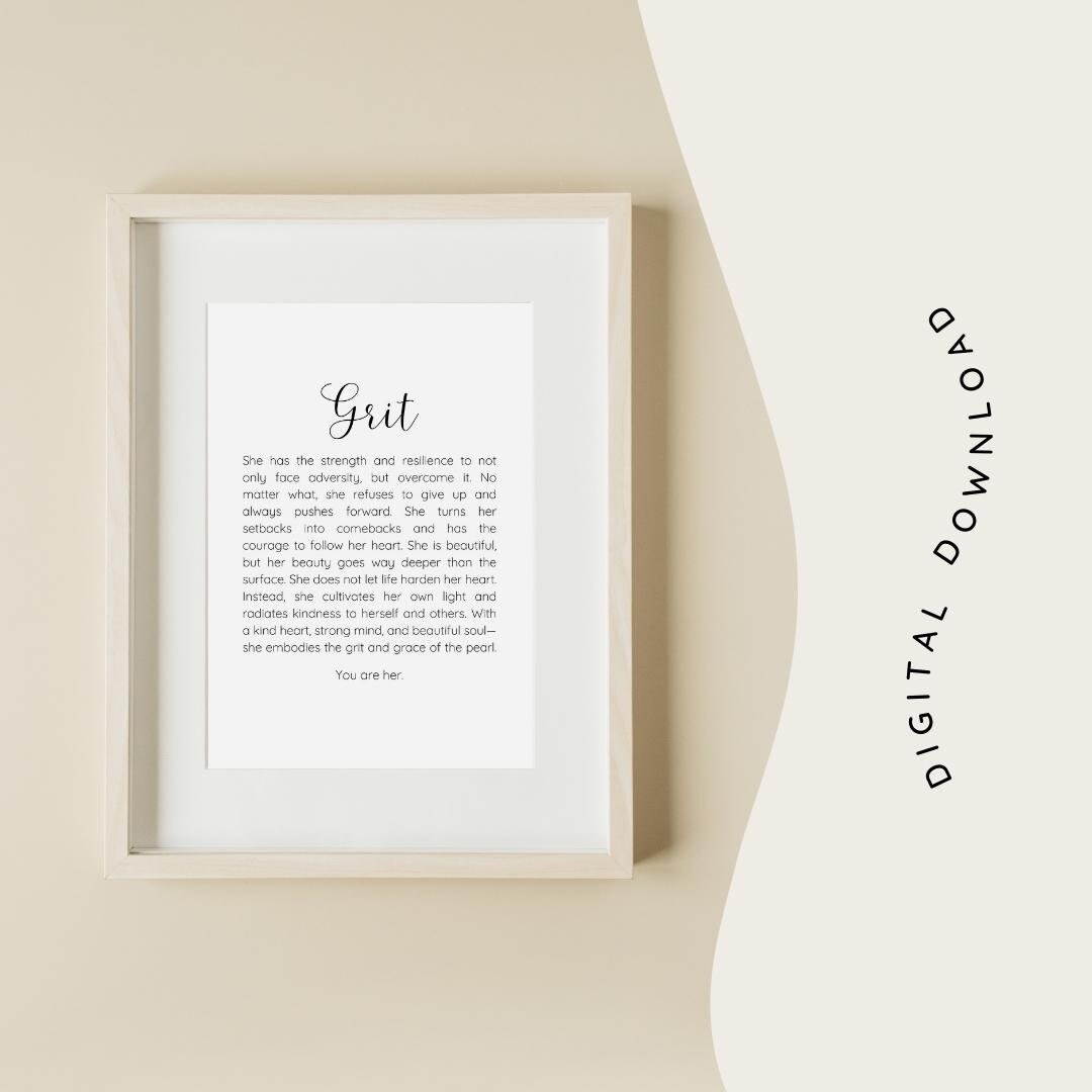 Printable Motivational Quote, Grit Digital Print, Inspirational Wall ...