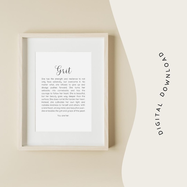 Printable Motivational Quote, Grit Digital Print, Inspirational Wall ...