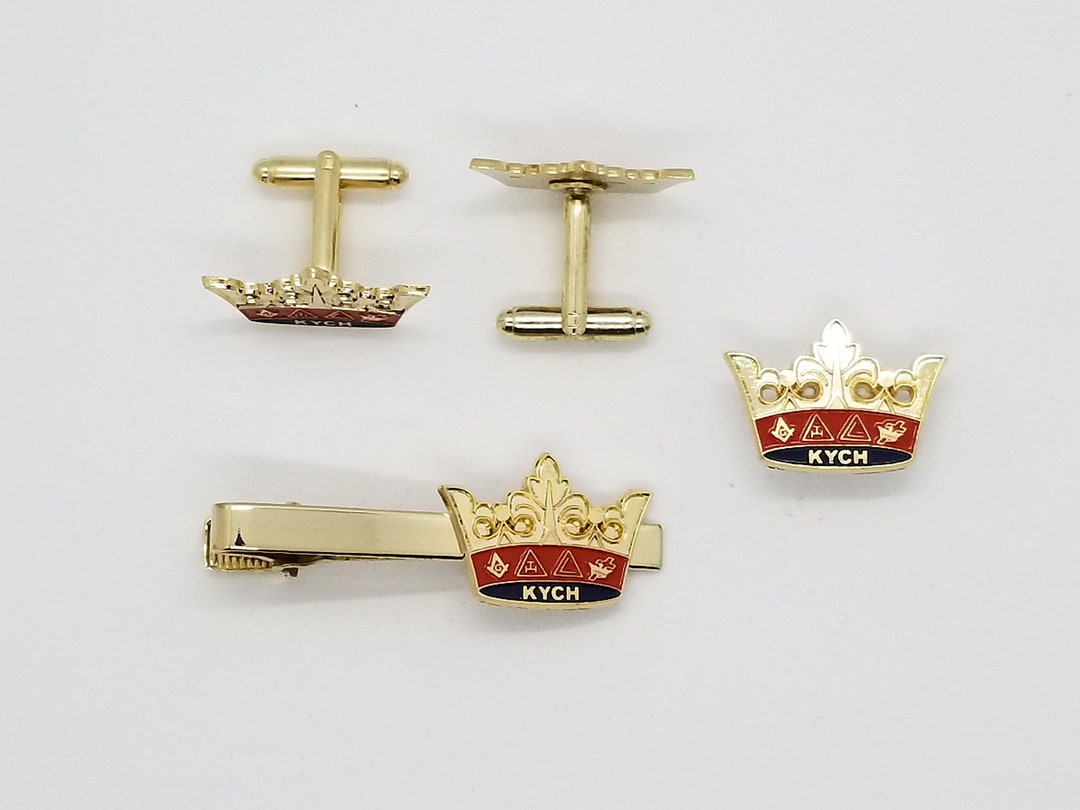 Masonic KYCH Gold-tone Tie Clip, Cufflinks & Lapel Pin Set - Etsy
