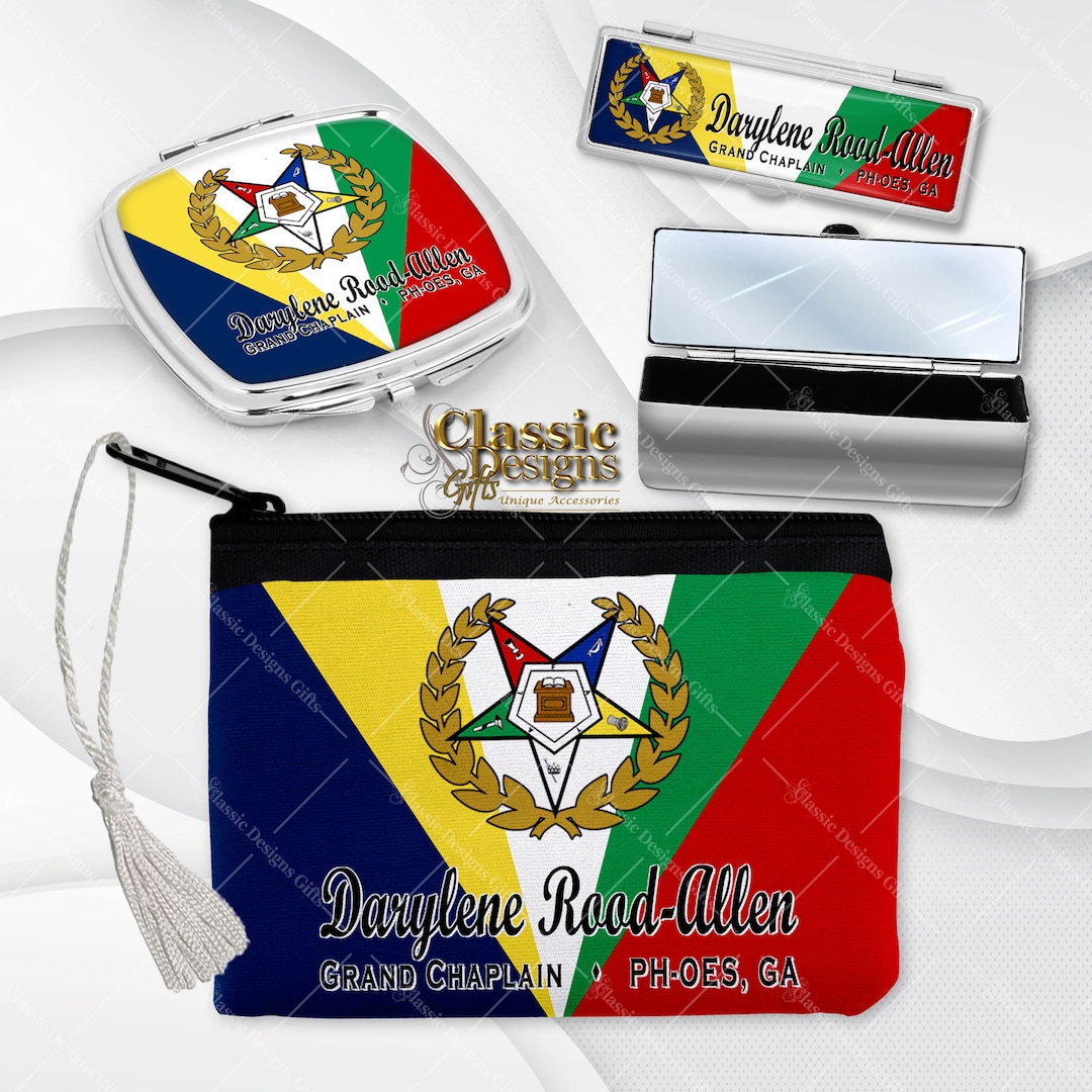 OES Gift Set: Personalized Coin Purse, Lipstick Case, Compact Mirror - Etsy