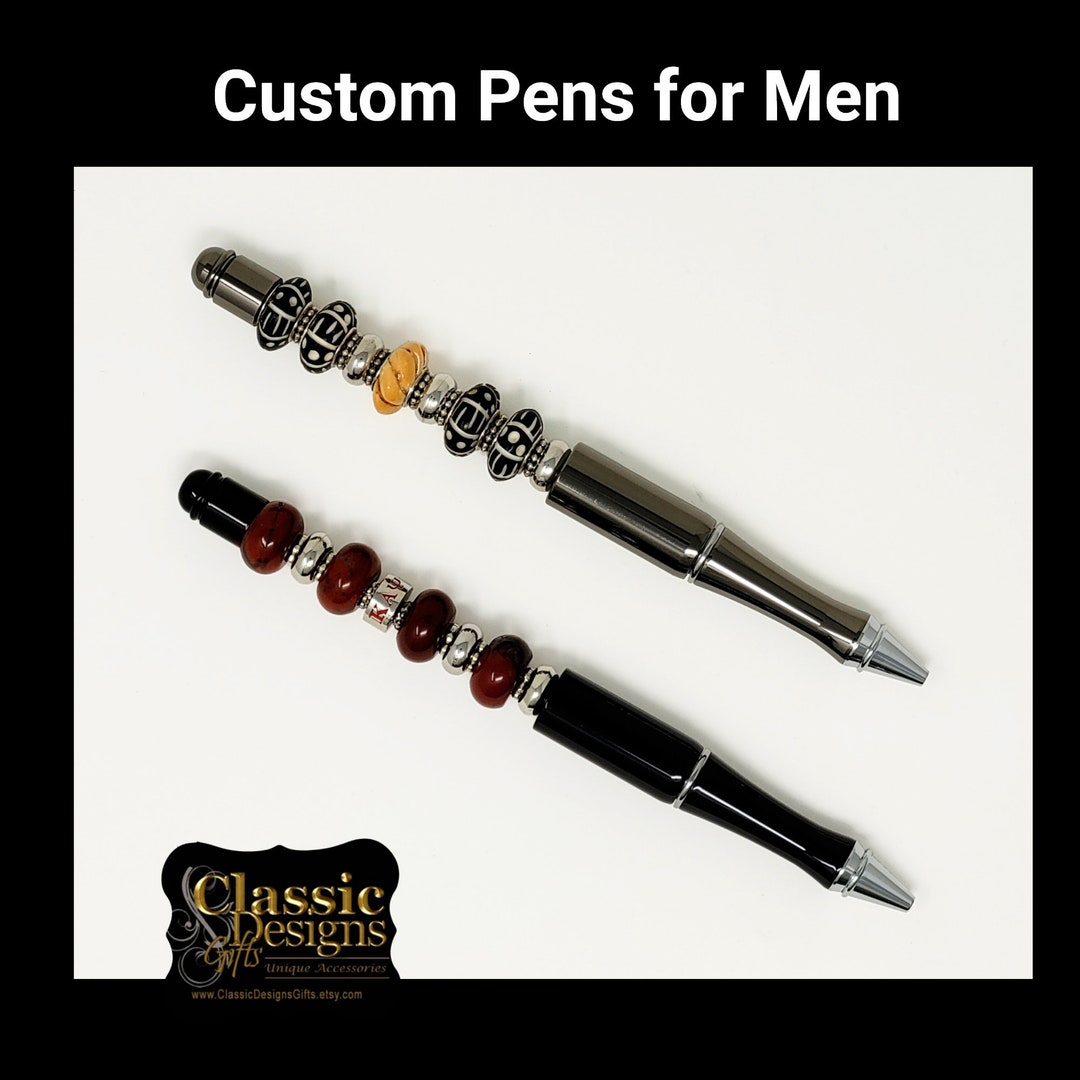 Men's Beaded Pen: Custom Fraternity Gift, Lampwork Beads - Etsy