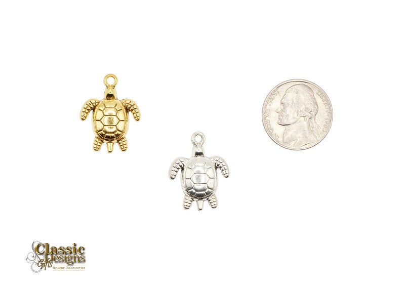 3D Turtle Charm: Silver and Gold Tone Sorority Jewelry - Etsy