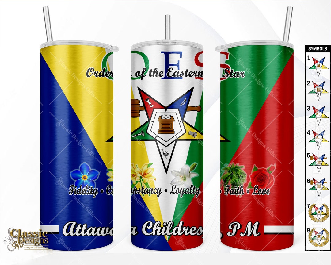 OES Order of the Eastern Star Custom 20oz Skinny Tumbler, OES Stainless ...