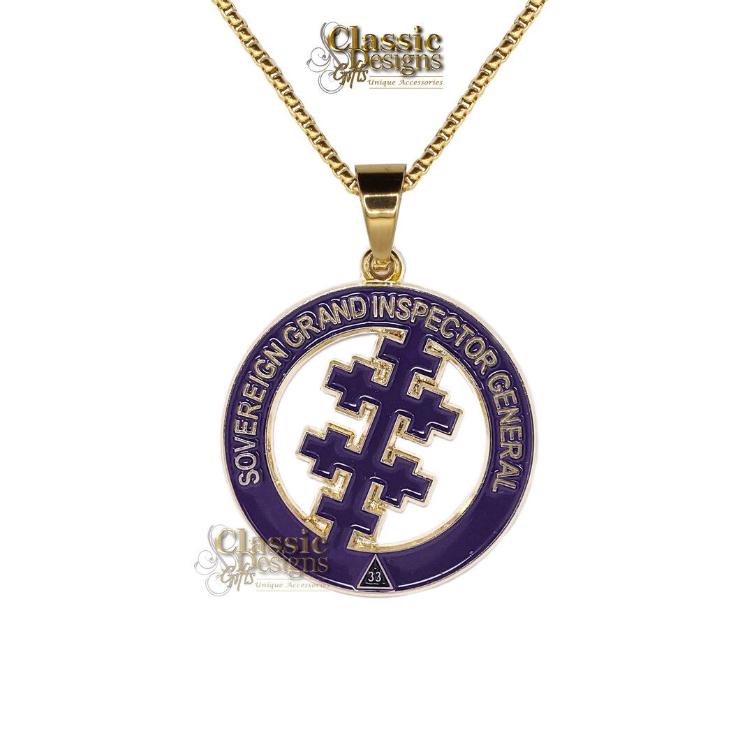 SGIG 33rd Degree Salem Cross Large 1.5-inch Pendant - Gold Tone 24-inch ...