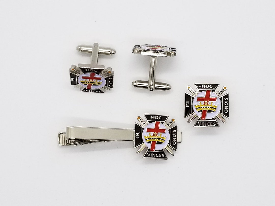 Knights Templar Cufflink Set: Masonic Tie Clip & Lapel Pin - Etsy