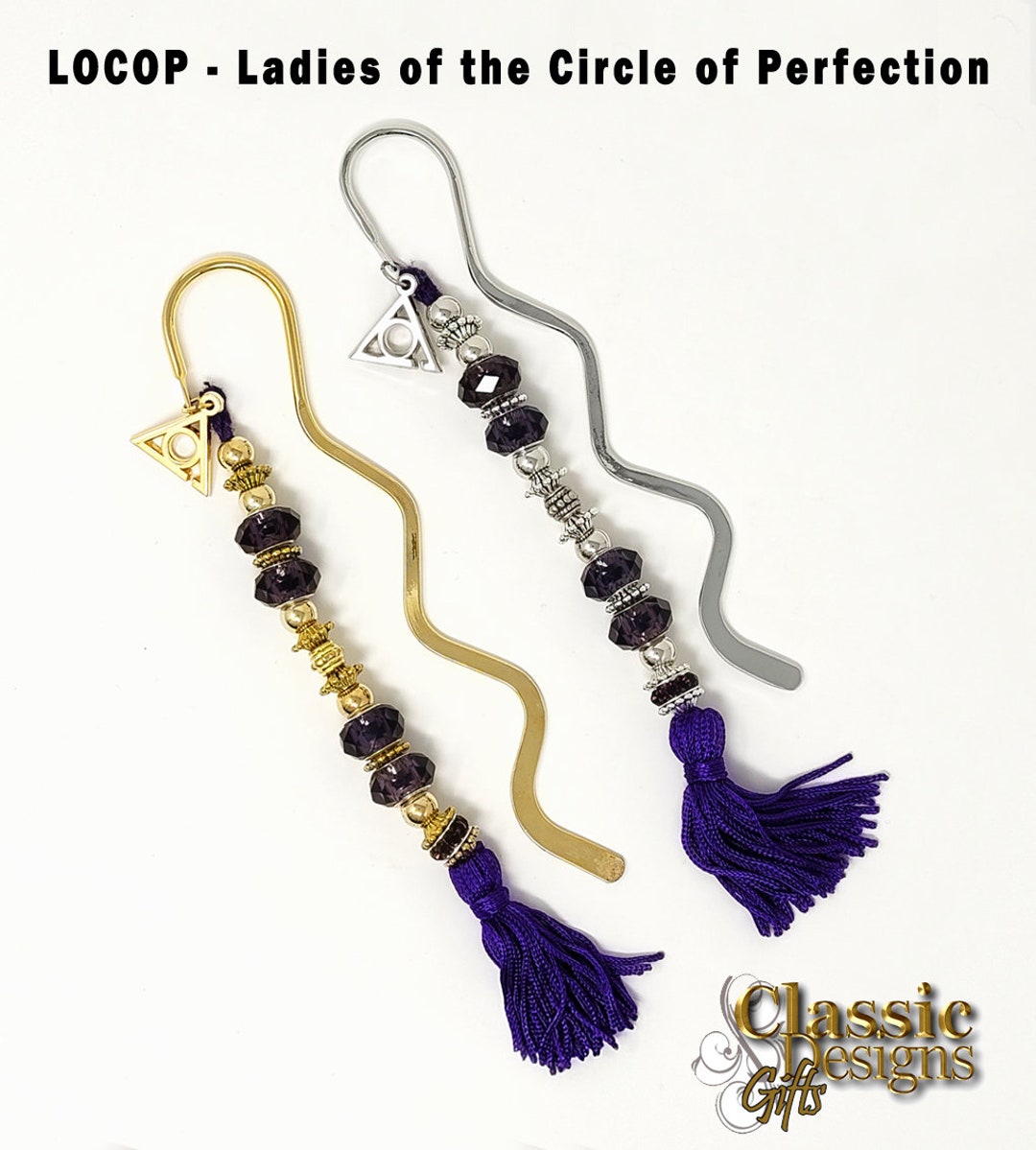 LOCOP Ritual Bookmark: Gold or Silver Tone With Broken Triangle Charm ...