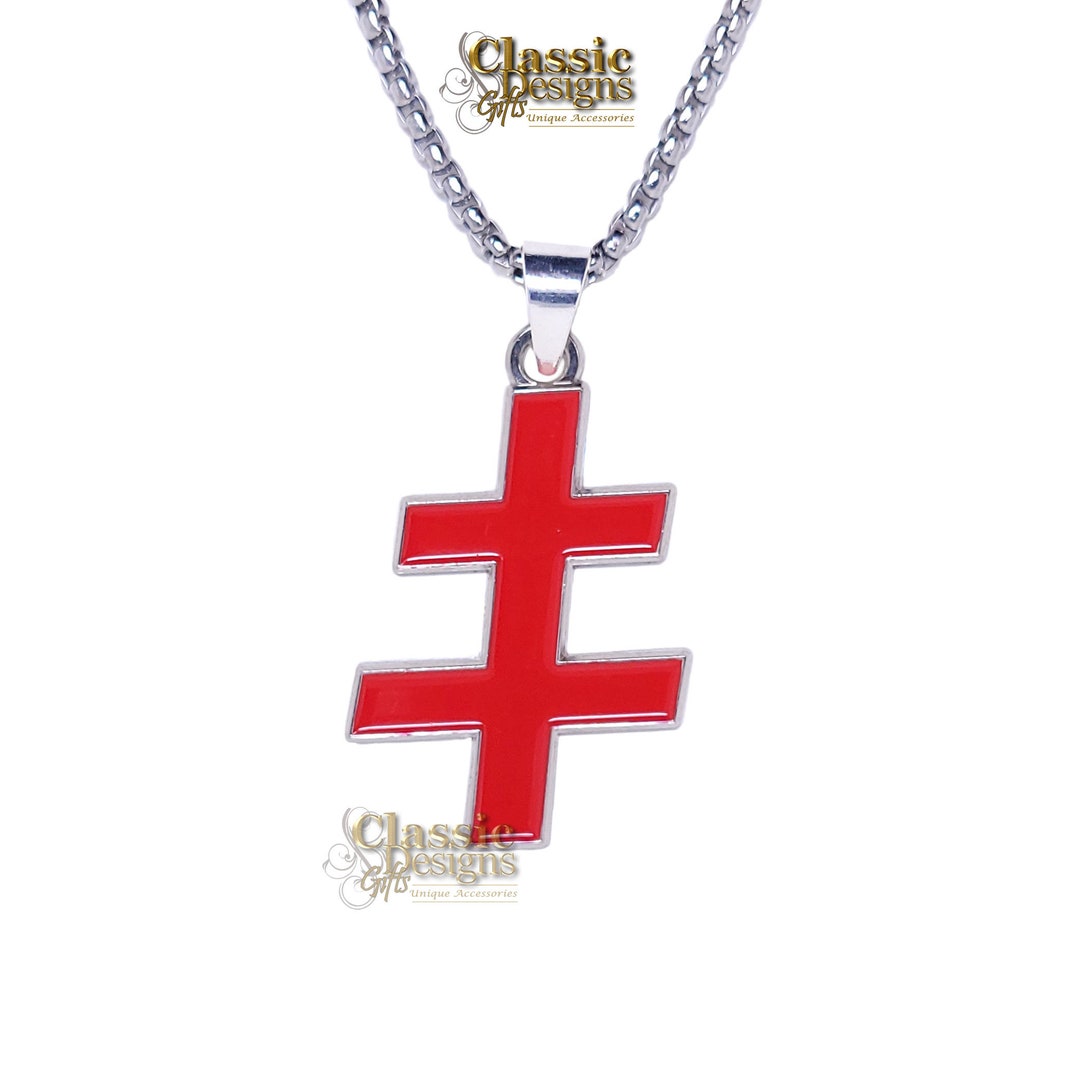 Scottish Rite 33rd Degree Red Double Cross Pendant - Stainless Steel ...