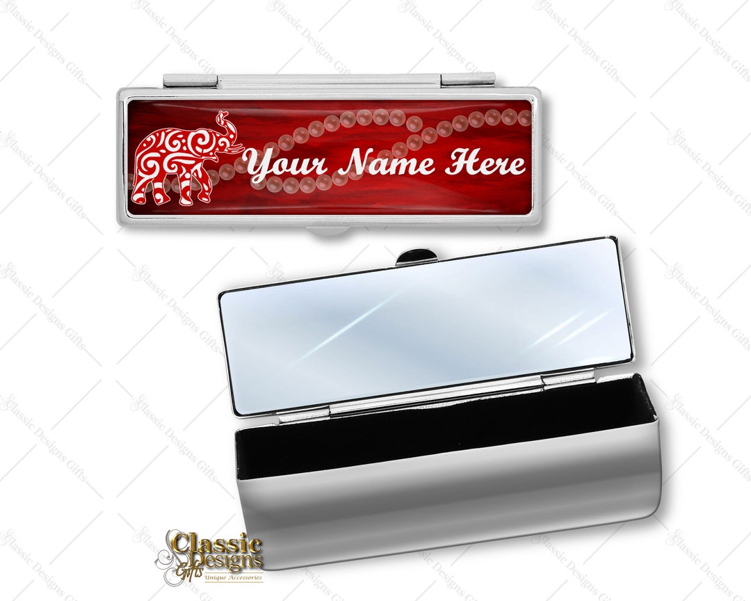 Personalized Lipstick Case Mirror: Crimson Elephant Design - Etsy