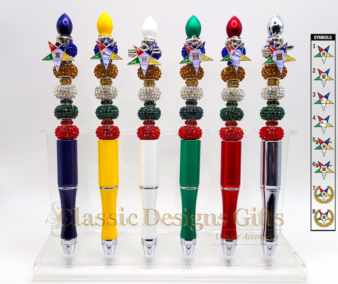 OES Rhinestone Pen: Order of the Eastern Star, Custom Beaded Charm - Etsy