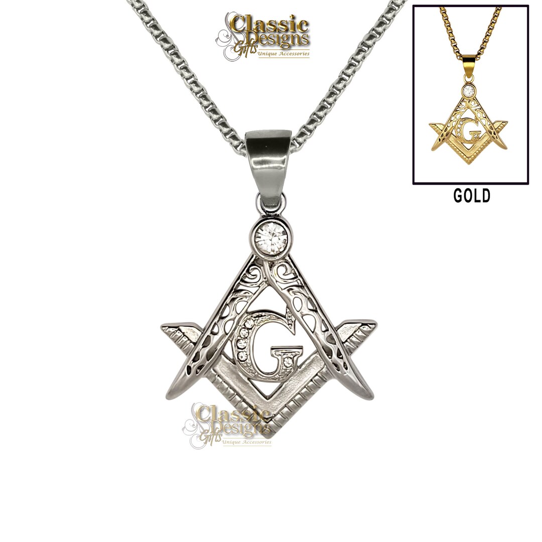 Masonic Master Mason Large 1.70-inch Pendant With Rhinestone, 24-inch ...