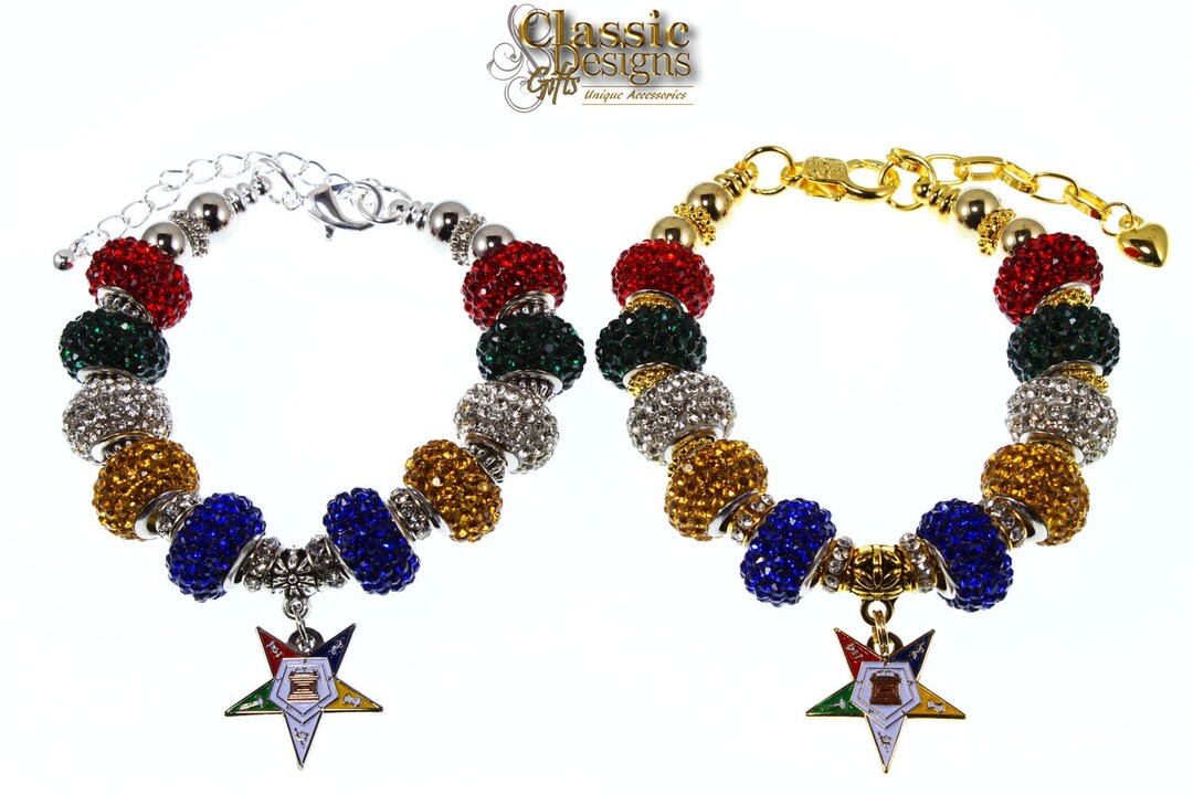 Order of the Eastern Star Charm Bracelet: Rhinestone Bling, Masonic OES ...