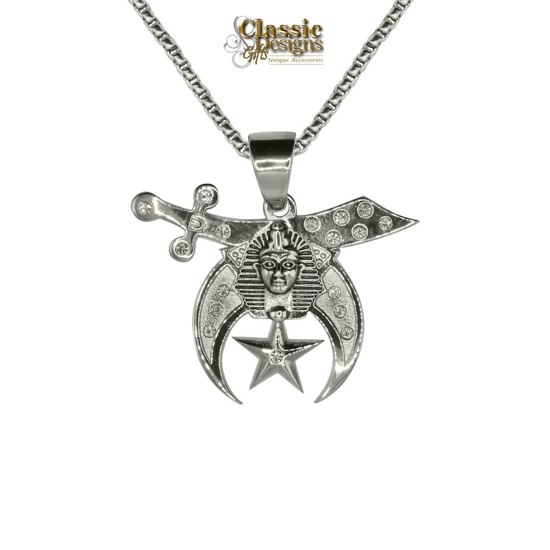 Shriners Masonic Stainless Steel Pendant Necklace: Sword, Scimitar ...