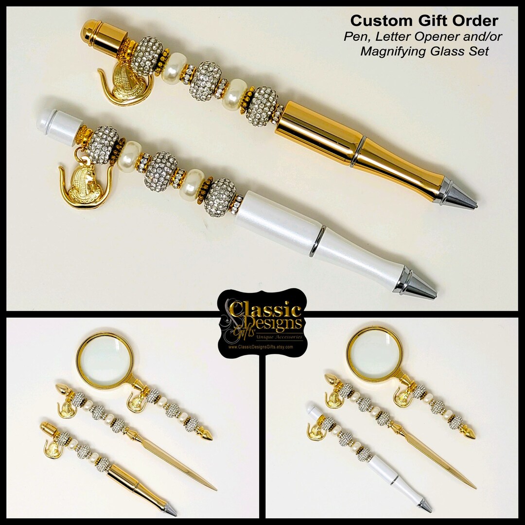 DOI Pen, Letter Opener, Magnifying Glass Set: Egyptian Goddess Charm - Etsy