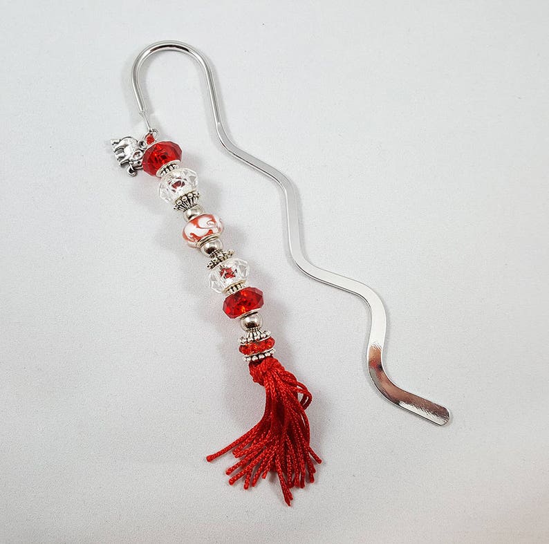 Crimson Beaded Bookmark: Elephant Charm, Sorority Gift - Etsy