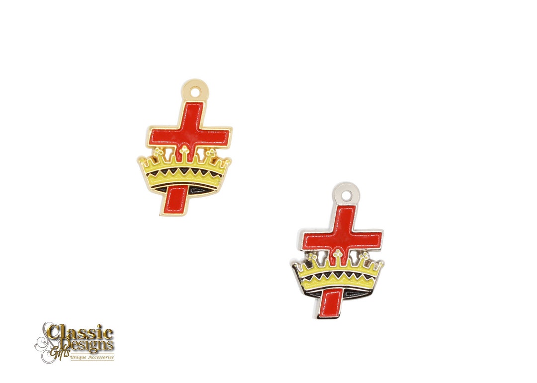 Cyrene Crusaders Charm: Silver & Gold Tone Cross and Crown - Etsy