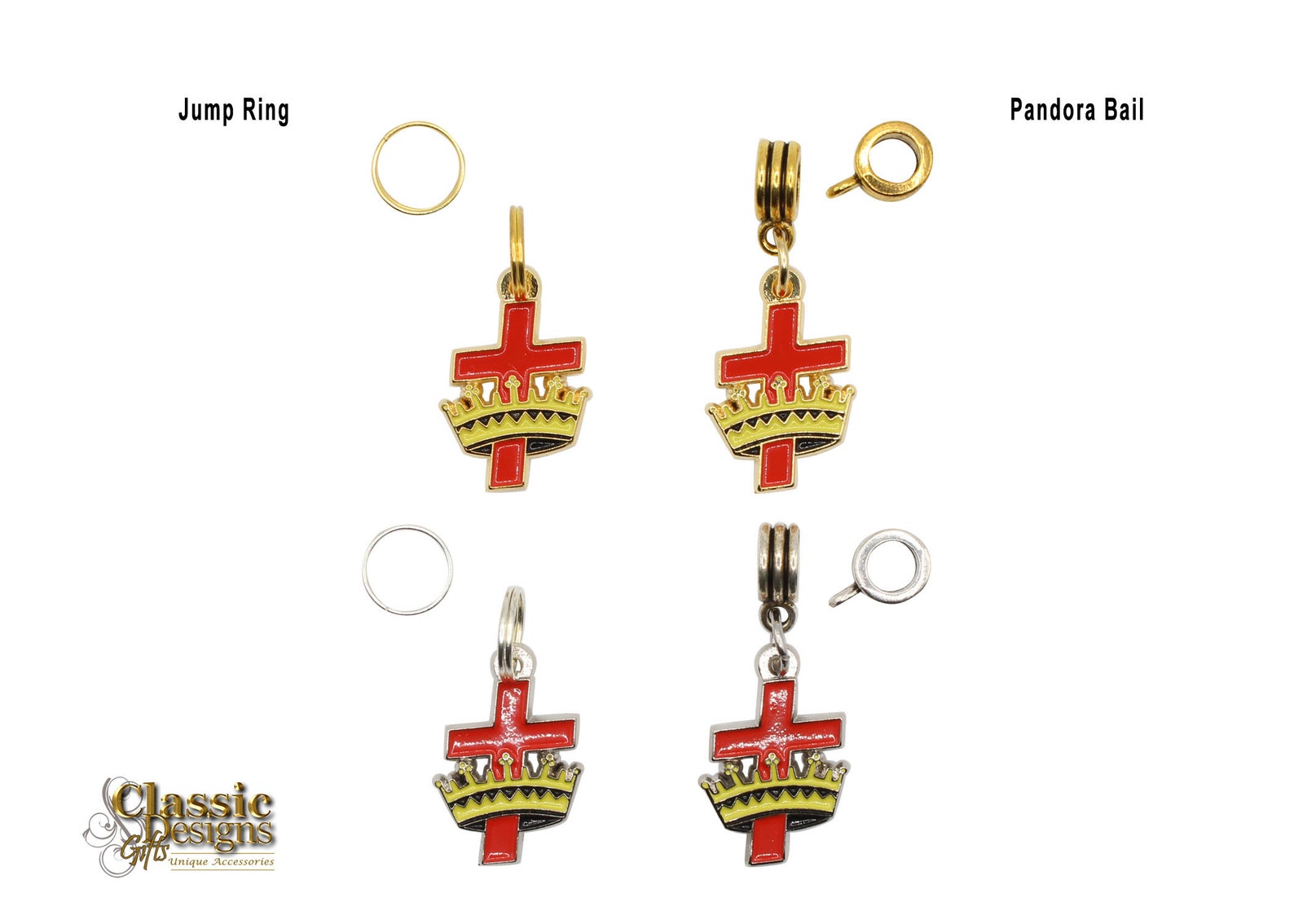 Cyrene Crusaders Charm: Silver & Gold Tone Cross and Crown - Etsy