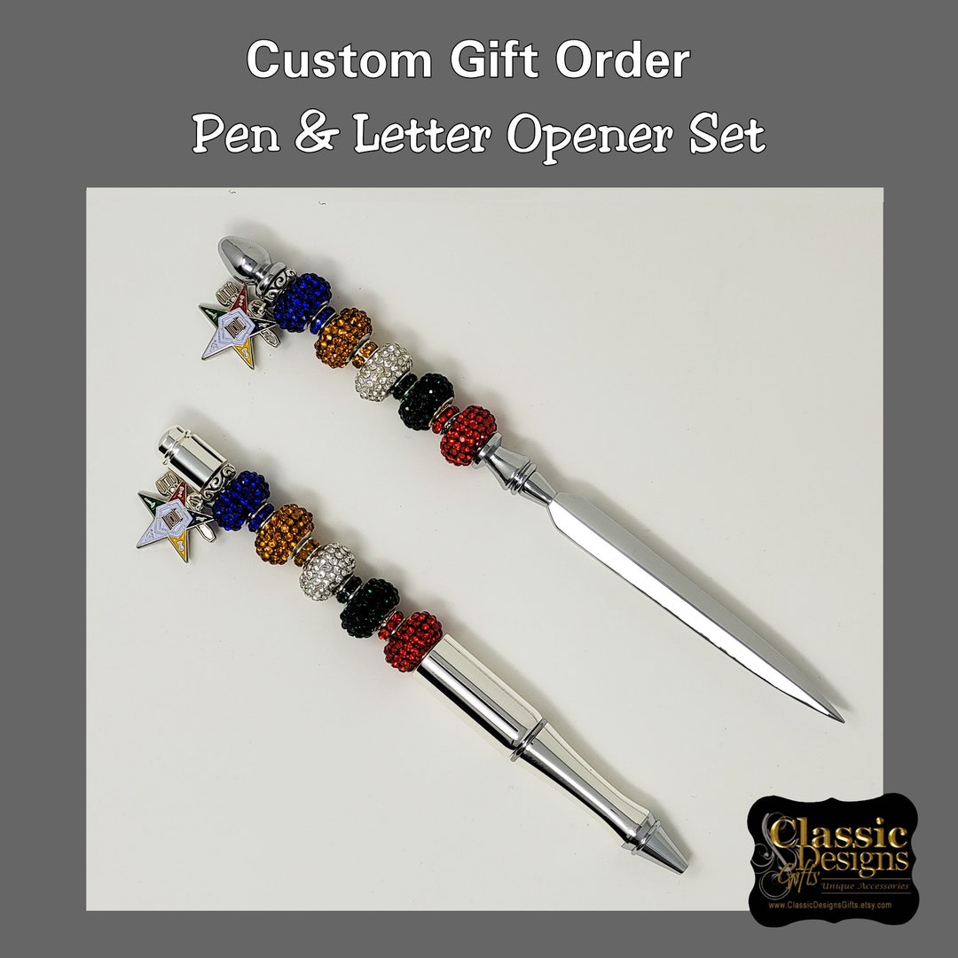Order of the Eastern Star Pen and Letter Opener Set: Rhinestone OES ...