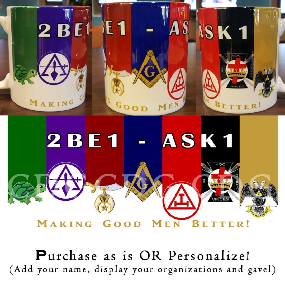 Freemason Masonic Coffee Mug, Freemasonry Sublimated 11oz Cup, Masonic ...