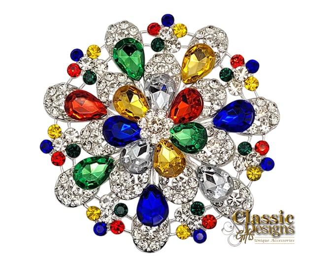 OES Order of the Eastern Crystal Brooch on Silver, OES Large 3-inch ...