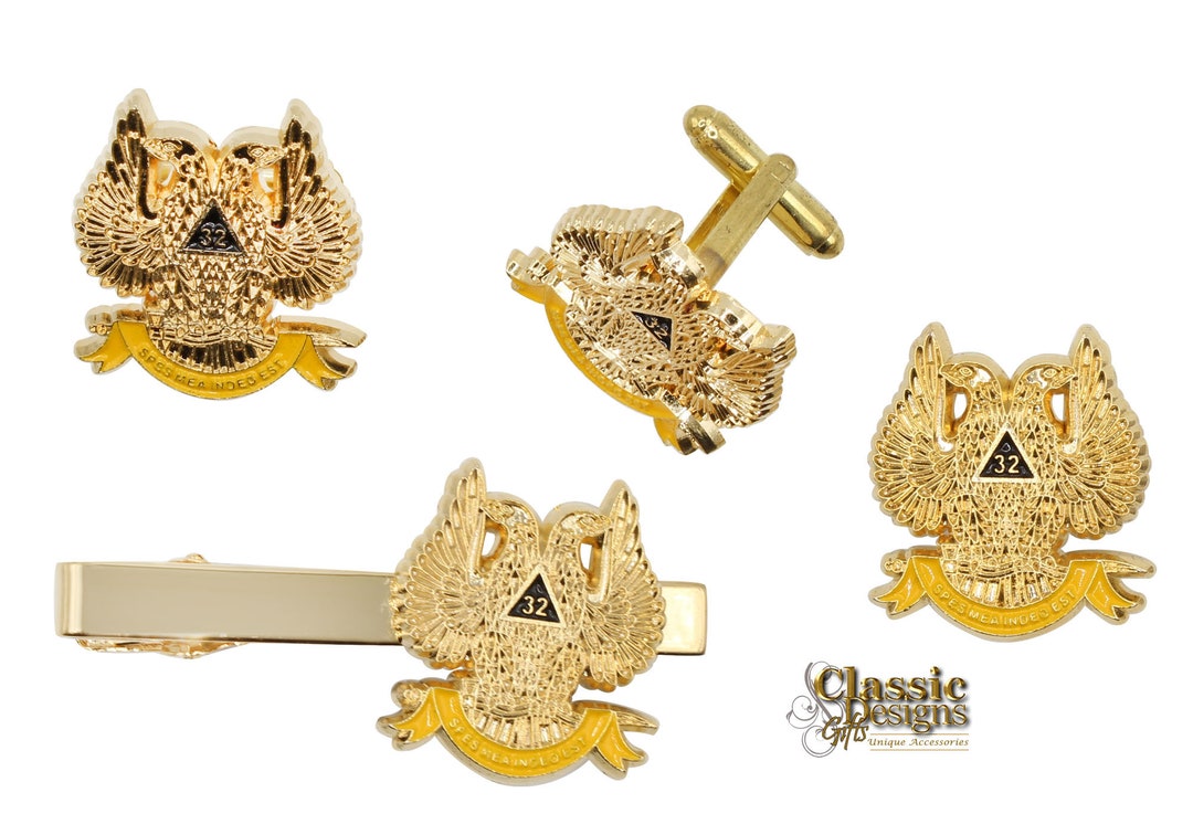32nd Degree Scottish Rite Consistory 3pc Tie Clip-2 Cufflinks-lapel Pin Set, Double-headed Eagle ...