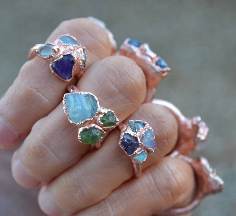 Ring Raw Gem Family Ring Mother's Ring Unique - Etsy