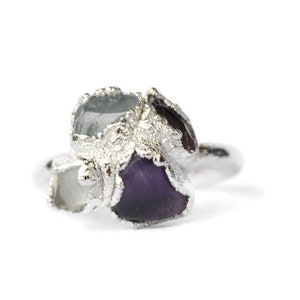 Custom Gemstone Ring, Couples Ring With Birthstones, Promise Ring, Raw ...