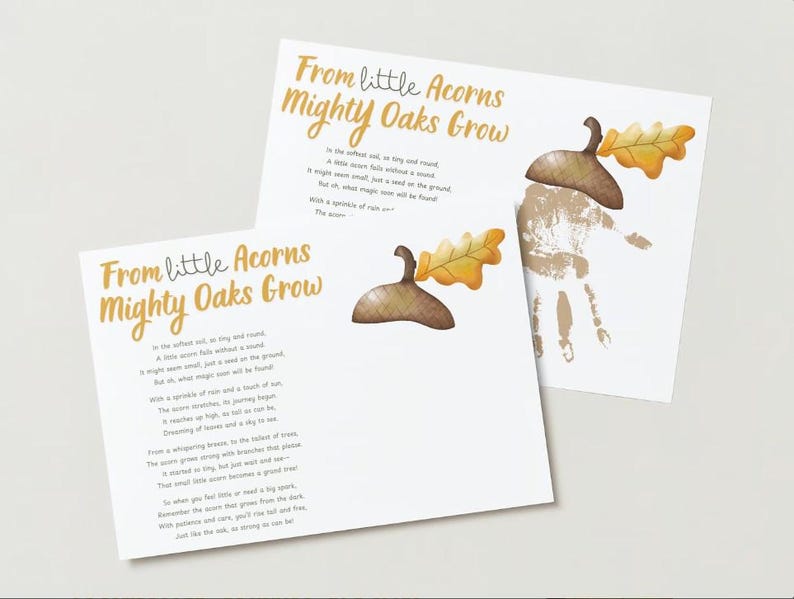 Printable "from Small Acorns Mighty Oaks Grow" Poem With Handprint ...